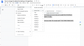 How to change the default text formatting on Google Docs